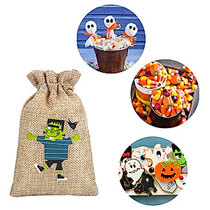 CCINEE 36pcs Burlap Halloween Party Bags Novelty Linen Jute Bags 4" x 6" for Halloween Gifts Packing Party Decoration Supplies