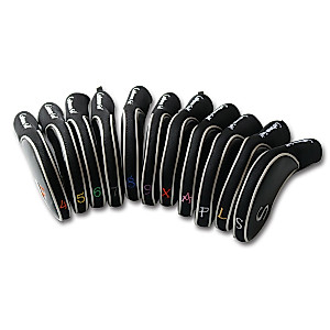 CRAFTSMAN GOLF Black Iron Head Covers Headcover Set with Colorful No. for Taylormade Cobra Mizuno Etc.Suitable for Right and Left Hander Golfer