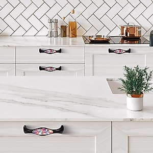 4 Pack ABS Glass Cabinet Pulls, 5 Inch Wave Cabinet Handles Hardware for Kitchen Door Cabinets Cupboard, Double Unicorn Dresser Drawer Handles Pulls