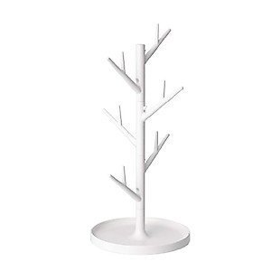 YAMAZAKI home Branch Glass Stand-Tree Holder Cup Organizer, 13.40 x 6.30 x 6.30 inches, White