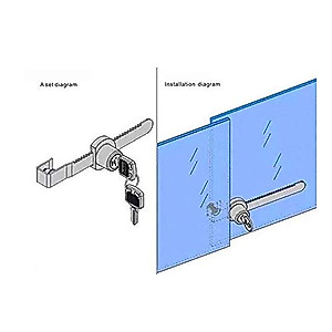 2 Pcs Glass Cabinet Lock, Display Case Wine Cabinet Lock Security,Showcase Lock with Chrome Finish, Keyed Alike,Glass Display Case Lock