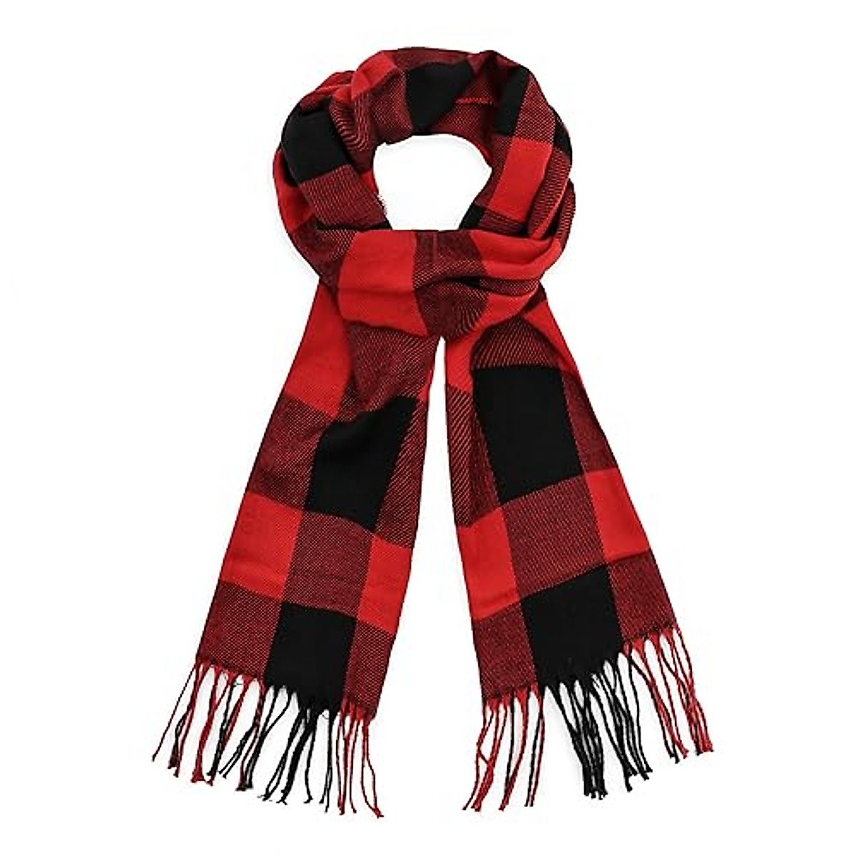 vimate Black Red Buffalo Checks Scarf, Super Soft Luxurious Cashmere Feel unisex for Men and Women Winter Scarf (US-Black Red Buffalo Checks)