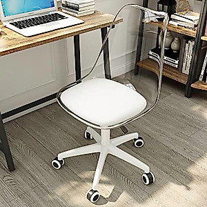Clear Desk Chair, Plastic Home Office Chair, Acrylic Rolling Chair, Plastic Chairs for Office, Home, Make Up, Small Space, Bed Room (1, Clear/White Base)