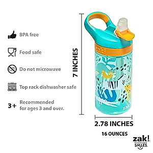 zak! Safari - 5-Piece Dinnerware Set - Durable Plastic & Stainless Steel - Includes Water Bottle, 8-Inch Plate, 6-Inch Bowl, Fork & Spoon - Suitable for Kids Ages 3+