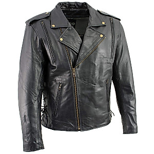 Xelement B7210 Men's 'Cool Rider' Black Vented Leather Motorcycle Jacket - 2X-Large