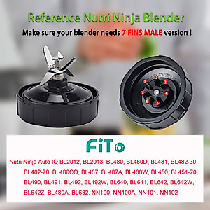 Blender Replacement Parts for Ninja, 32oz&24oz Cup and with Lids New, 7 Fins Extractor Blade, for Nutri Ninja Auto iQ BN801 BL640-30 BL642-30 (4 Pcs)
