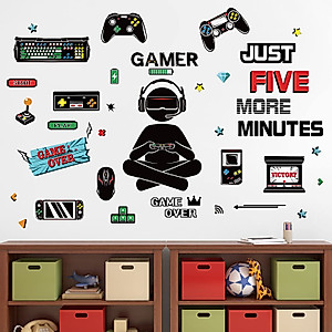 Glow in The Dark Game Wall Decal Video Game Room Decor Gaming Decals for Boys Room Wall Stickers for Kids Bedroom Sticker Home Playroom Decoration