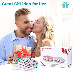 Wireless Mouse,Attoe 2.4GHz Bling Dazzling Ergonomic Portable Girls Mouse Silent 800/1200/1600 DPI USB Optic Mouse Convenient for PC Laptop Notebook Windows