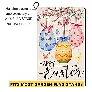 Easter Eggs Garden Flag 12x18 Vertical Double Sided Spring Floral Butterfly Farmhouse Holiday Outside Decorations Burlap Yard Flag BW270