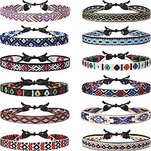 RUMIA 12 PCS Boho Hat Bands for Women Cowboy Stretchable Hat Bands Western Hat Belts for Boho Women Men Cowgirl Hats Accessories Adjustable Fedora Hat Decoration Suitable for 56-65cm
