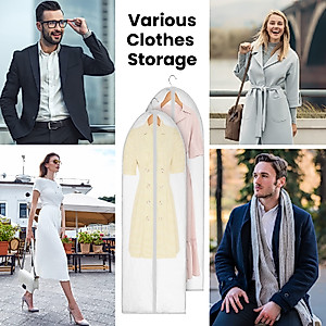 24 Pieces Long Garment Bag for Hanging Clothes Dress Bag Bulk, Lightweight Clear Full Zipper Clothes Bags Waterproof Dress Bag Garment Covers for Women Coat Gown Closet Storage Travel (24 x 60 Inch)