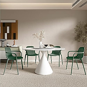 LESHI Dining Chair with Armrests Backrest Plastic Chairs Bar Breathable Design Simple Art Style for DiningRoom Bedroom Living Room Patio Indoor Outdoor (Set of 2, Dark Green)