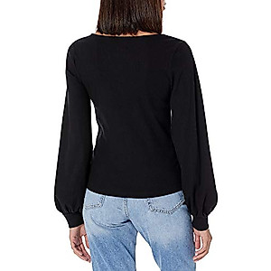 The Drop Women's @lucyswhims Square-Neck Balloon-Sleeve Top, Black, M