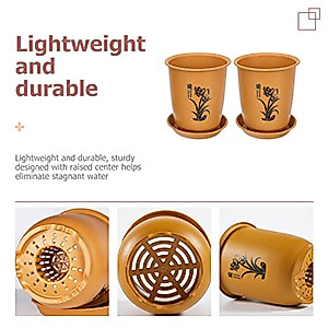 ERINGOGO Indoor Hanging Planters 2 Pack Orchid Pots with Saucer, 6 Inches Decorative Flower Pot with Drainage Holes, Plastic Bonsai Succulent Planter for Indoor Outdoor Plants Hanging Flower Pot