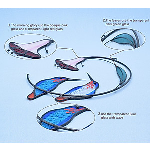 Lolitarcrafts Hummingbird with Flower Stained Glass Suncatcher Bird Stained Glass Window Hangings Hummingbird Gift for Home Decor (Blue 1 Pair)