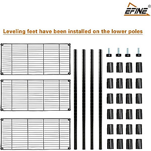 Catalina Creations 3-Shelf Storage Shelves with 3-Shelf Liners, Heavy Duty Adjustable Rack, Steel Wire Shelves and Storage for Kitchen and Garage (36W x 16D x 36H, Black)