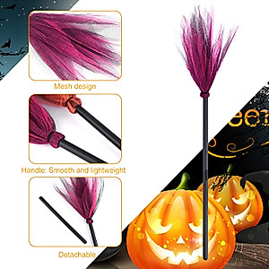 FEPITO 4 Pcs Halloween Witch Broom Wicked Witch Costume Accessories Witch Decorations Broomstick for Halloween Costumes Party
