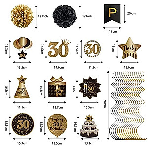 Happy 30th Birthday Hanging Swirls Streamers Decoration Set, Happy Birthday Banner, 30 Years Old Birthday Party Hanging Backdrop Decorations