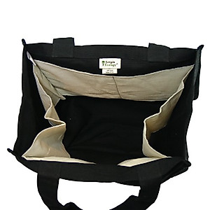 Simple Ecology Organic Cotton Deluxe Reusable Grocery Shopping Bag with Bottle Sleeves and Rigid Bottom Support (UPDATED DESIGN) - Blue 3 Pack