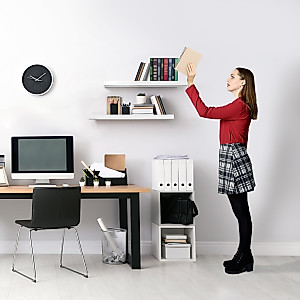 Sorbus Floating Shelf Large 24 x 9 - Hanging Wall Shelves Decoration — Perfect Trophy Display, Photo Frames — Extra Long 24 Inch (White)