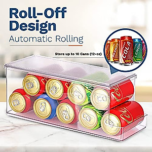 Can Drink Holder with Lid Organizer for Refrigerator, Freezer & Kitchen Cabinets - Space Saving Stackable Clear Can Organizer & Storage for Pantry Food, Canned Goods, Soda & Other Beverages (4-Pack)
