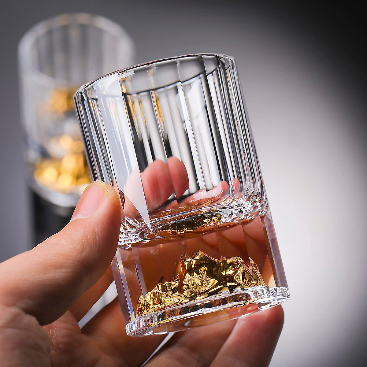 soyatak Shot Glasses 2 oz, Tequila Shot Cups Shot Glass Set Decorated with 24K golden hill, Funny Shot Cups,Crystal glasses for Decor(set of 2)