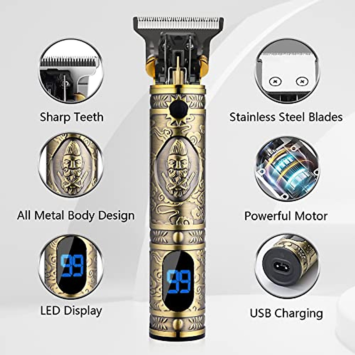 AMULISS Professional Mens Hair Clippers Zero Gapped Cordless Hair Trimmer Professional Haircut & Grooming Kit for Men Rechargeable LED Display