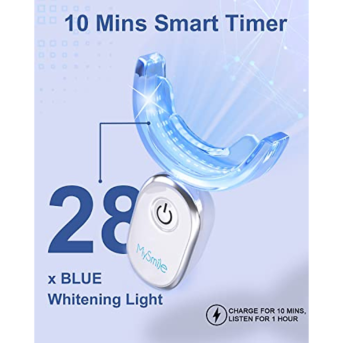 MySmile Teeth Whitening Kit with led Light, 28X Teeth Whitening Strips for Teeth Sensitive, 10 Min Fast Whitening Teeth, Helps to Remove Stains from Coffee, Smoking, Wines(1Pcs Light + 14Sets Strips)