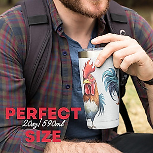 Onebttl Rooster Gifts for Men, Women, Funny Rooster Glitter Coffee Mug Tumbler for Coworker, Friends, I've Pecked You 3 Times, Stainless Steel Tumbler 20oz