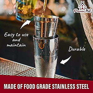 Cocktail Shaker Set Bartender Kit by Premier Hut - 22 oz and 25 oz Stainless Steel Boston Shakers - Drink Mixer Martini Shaker Set - 2 Piece Mixology Bartender Kit