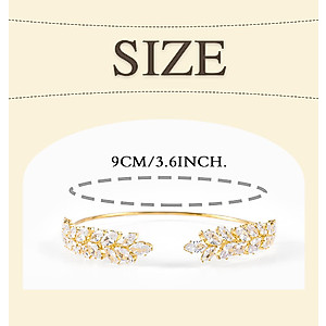 ELABEST Rhinestone Arm Cuff Bracelets Leaf Arm Cuff Bracelet Leaves Bracelet Cuff Armband Bangle Adjustable Upper Arm Cuff Jewelry for Women (Gold)