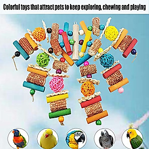 Kewkont Bird Toys, Parrot Toys for Large Birds, Natural Peppered Wood African Grey Parrots, Macaws, Cockatoos, Amazon Parrot chew Toys, Aviary Hanging Toys