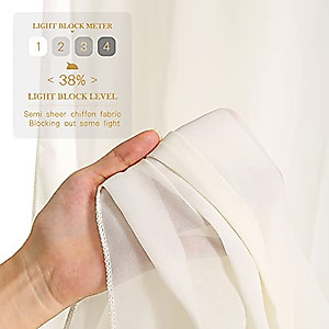 Beige Backdrop Curtain for Party 2 Pieces 5FTx10FT Ivory Chiffon Wedding Photo Background for Baby Shower Birthday Curtain