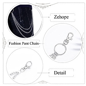 Zehope Layered Pant Chains Goth Chains Trousers Wallet Chain Jewelry for Men and Women(Silver)