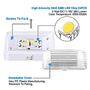 BlueFire Super Bright LED RV Porch Light RV Exterior Lights Porch Utility Light 12V Replacment Light with ON/OFF Switch, Clear and Amber Removable Lens for RV, Trailer, Camper (2 Pack)