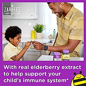 Zarbee's Elderberry Gummies for Kids with Vitamin C; Zinc & Elderberry; Daily Childrens Immune Support Vitamins Gummy for Children Ages 2 and Up; Natural Berry Flavor; 42 Count