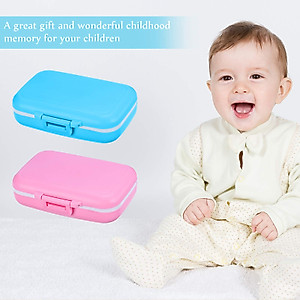 2 Pieces Baby Keepsake Tooth Box PP Baby Teeth Storage Holder Fairy Tooth Boxes Saver First Tooth Collection Container for Boys and Girls (Pink with Purple, Blue)