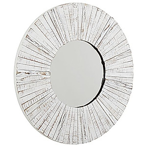 Amazon Brand – Stone & Beam Driftwood Mirror, 36" H, Distressed White
