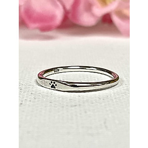 PERFECTJEWELZ Dog's Paw Print Stackable Ring 925 Sterling Silver 2.2mm Size 6
