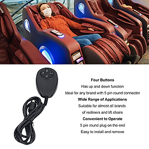 Lift Chair Remote 5 Pin Round Connector 4 Buttons Up and Down Functions Replacement Hand Control Handset for Power Recliner