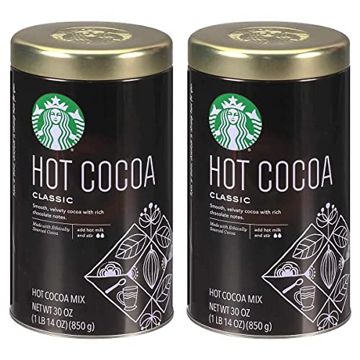 Starbucks Classic Hot Cocoa Mix, 30-Ounce Tin (Pack of 2)