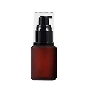 1PCS 30ML 1OZ Rose Red Empty Frosted Glass Pump Bottle with Transparent Cap Emulsion Lotion Essence Holder Refillable Portable Durable Cosmetic Container Jar Pot for Travel Vacation Daily Life