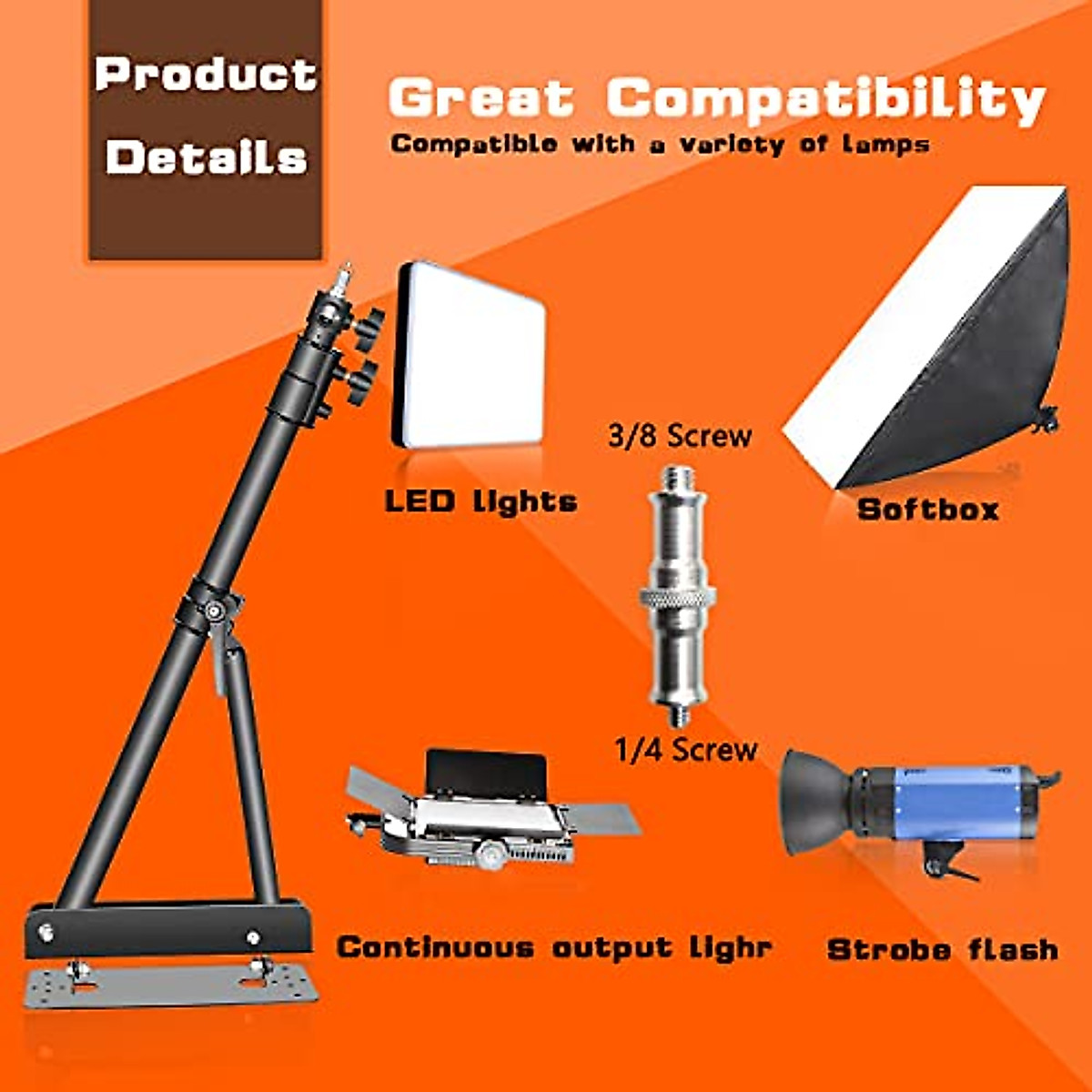 Wall Mounting Triangle Boom Arm for Ring Light, Support 180° Flexible Rotation, 28-51in Adjustable Length, Save Space, for Monolight, Softbox, Umbrella and Reflector
