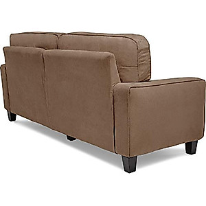 Serta Palisades 78" Track Arm Sofa, Easy Care Polyester, Soft Pillow Back, Pocket Coil Seat Cushions, Removable Covers, Loveseat or Couch for Small Spaces, Living Rooms or Bedrooms, Tan