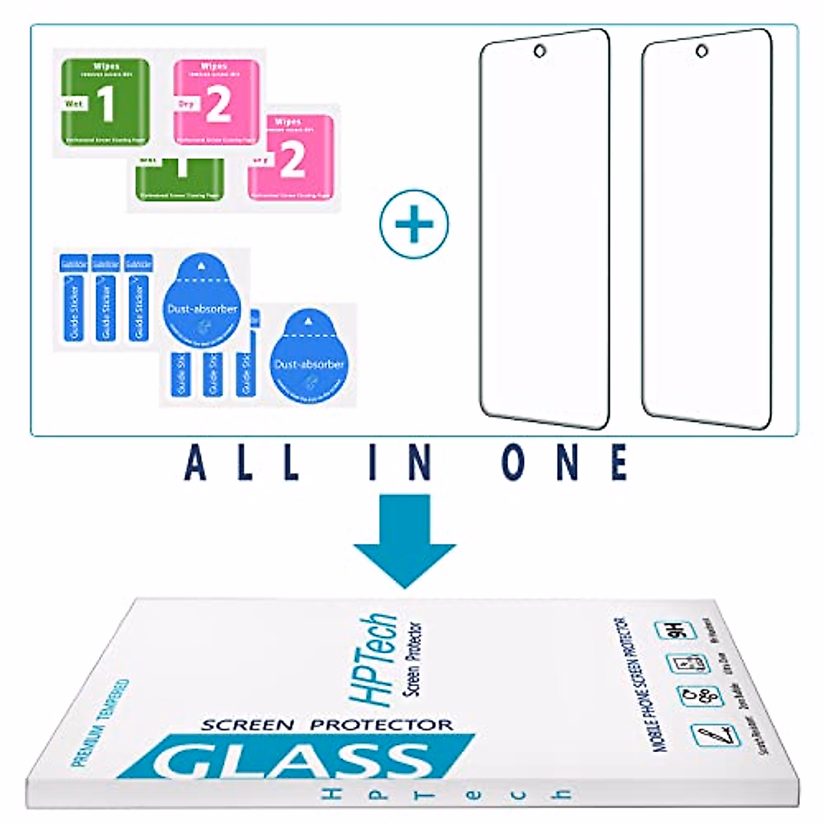 HPTech (2 Pack) Screen Protector Designed for Motorola Moto G Power 2022 Tempered Glass, 9H Hardness, Anti Scratch, Bubble Free, Easy to Install