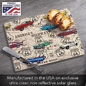 CounterArt Route 66 Map 3mm Heat Tolerant Tempered Glass Cutting Board 10” x 8” Manufactured in the USA Dishwasher Safe