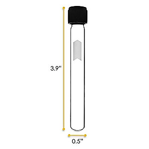 EISCO 24PK Test Tubes, 5ml - Bakelite Screw Cap with Rubber Liner - Borosilicate 3.3 Glass - 3.9" x 0.5"- Round Bottom - Blank Writable Area - Leak Proof