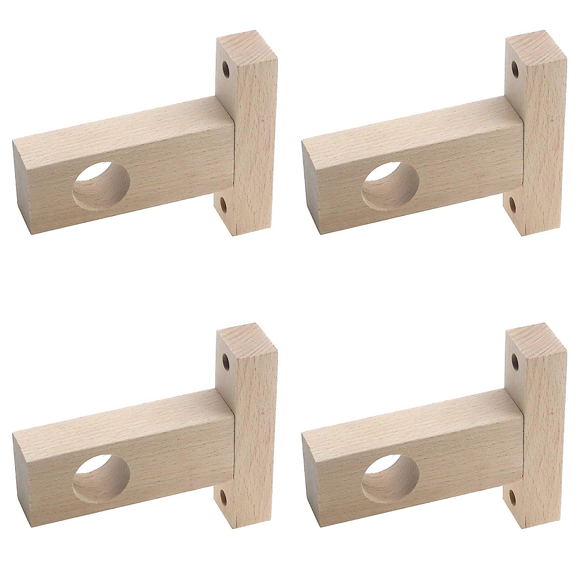 Coshar Wood Rod Holder, Ceiling Mount Closet Pole Socket Pipe Bracket Holder with Screws, 4 Pack, Fit 25mm Diameter Pole
