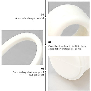 NUOBESTY Reusable Straws 3 Pcs Silicone Straw Tips Cover Cute Reusable Drinking Straw Tips Lids Covers Cap- Proof Straw Plugs for Cup Straws Green White