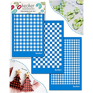KEOKER Buffalo Plaid Silk Screen for Polymer Clay, Checker Silk Screen Stencils for Polymer Clay, Printing on Clay & Other Jewelry Clay Earrings Decoration, Each 6" X 3.8" (Buffalo Plaid)